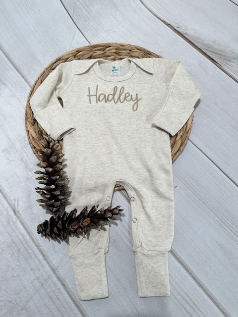 Natural Oatmeal Colored Baby Outfit – Arch City Monogramming, LLC